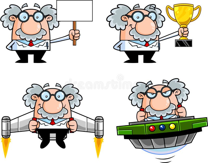 Science Professor Cartoon Character Poses. Vector Collection Set Stock ...