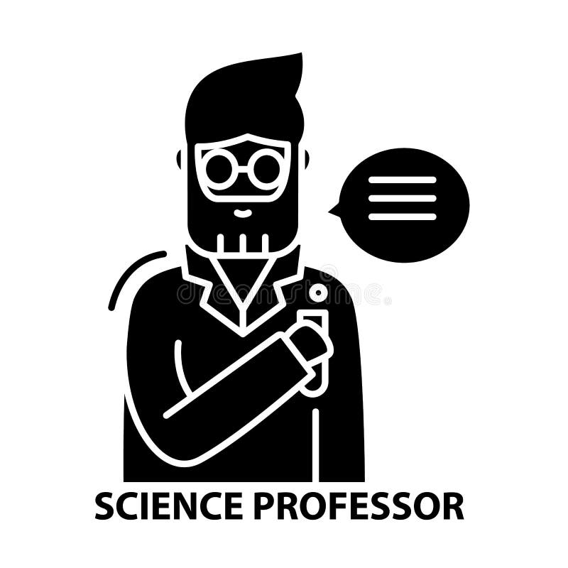 Science Professor Icon, Black Vector Sign with Editable Strokes ...