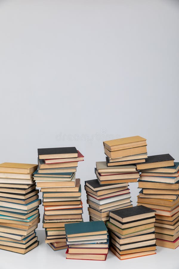 Science Reading a Lot of Books on a Blue Background in the Library in ...
