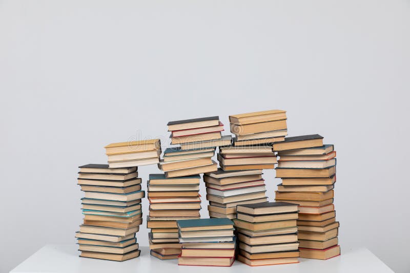 Science Reading a Lot of Books on a Blue Background in the Library in ...