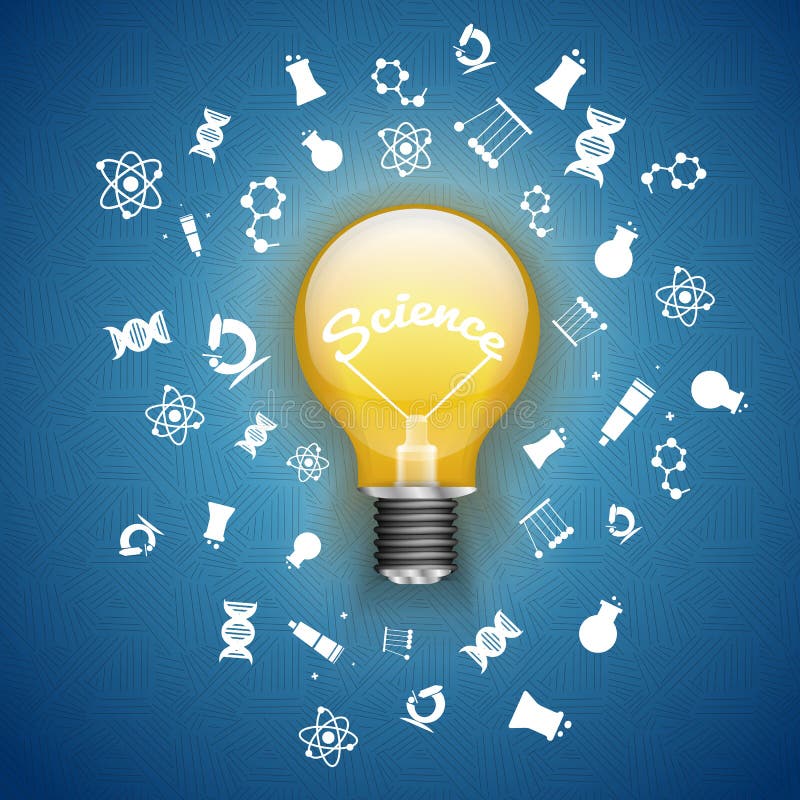 Science Realistic Lamp with Icons Technology Background Stock Vector ...