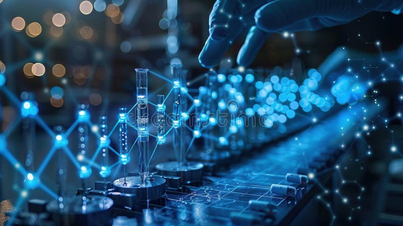 Science Research - Blue Lights and Network Stock Illustration ...