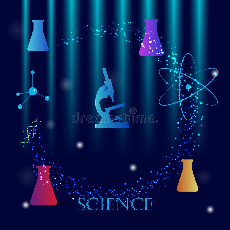 Science Research Concept with Chemical Glass Flasks Stock Vector ...