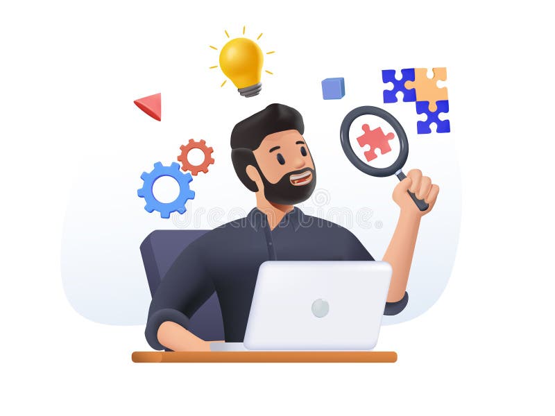 Science Research Illustration 3D Vector. Concept Illustration of ...