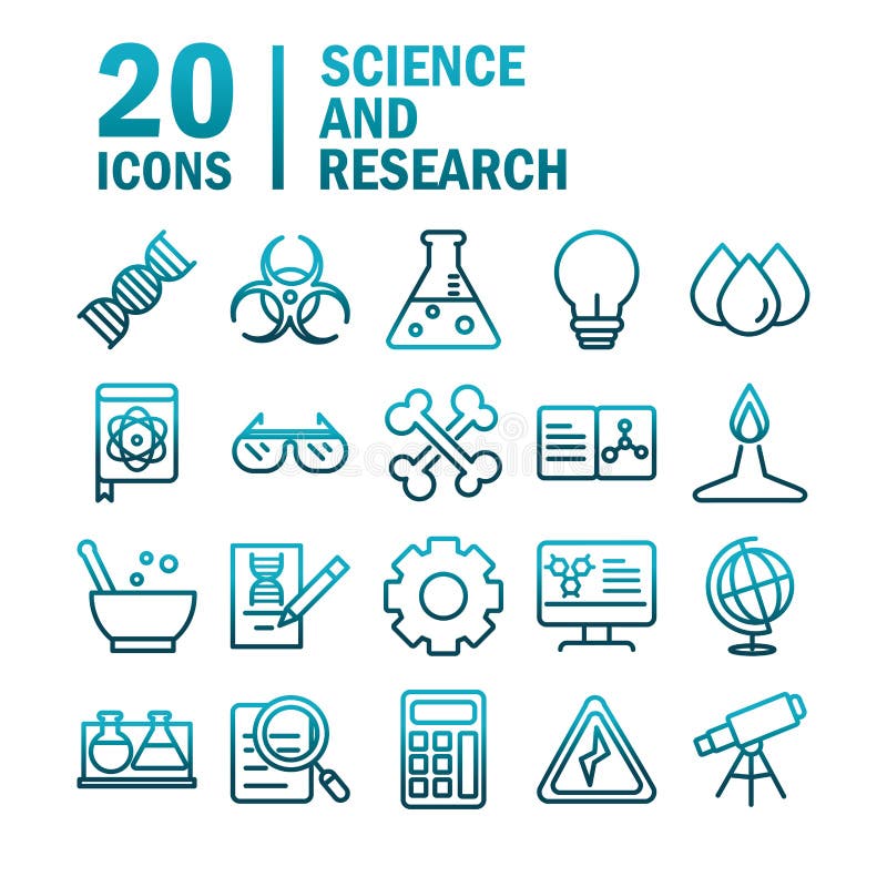 Science and Research Laboratory Study Icons Collection Gradient Style ...