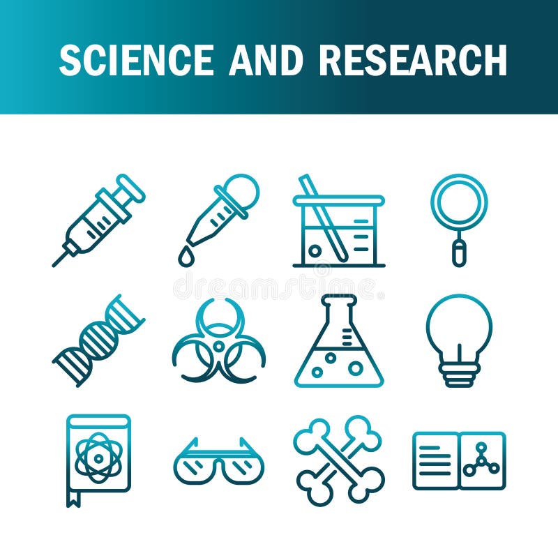 Science and Research Laboratory Study Icons Collection Gradient Style ...