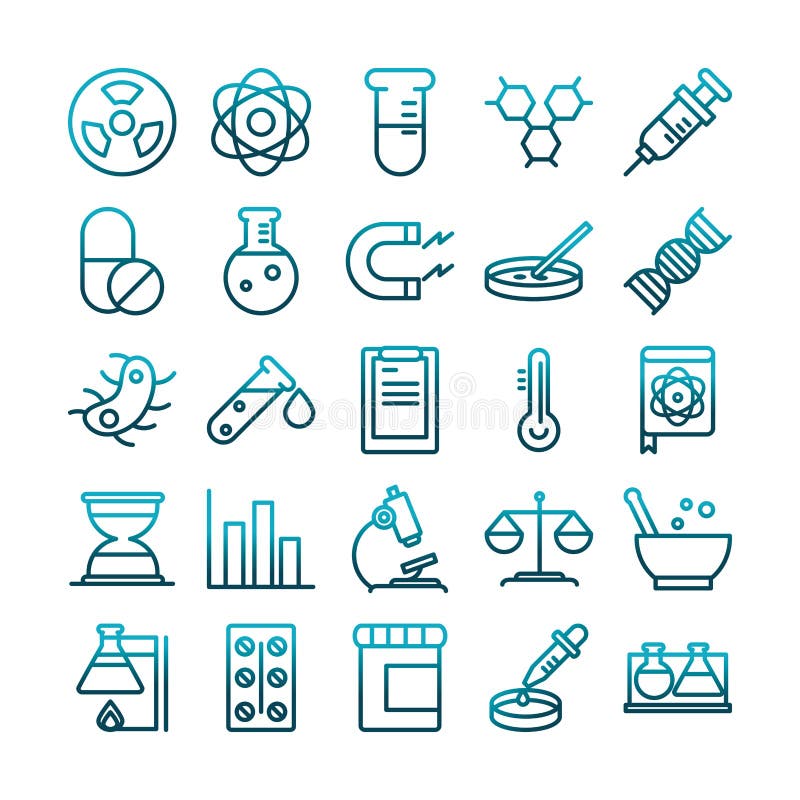 Science and Research Laboratory Study Icons Collection Gradient Style ...
