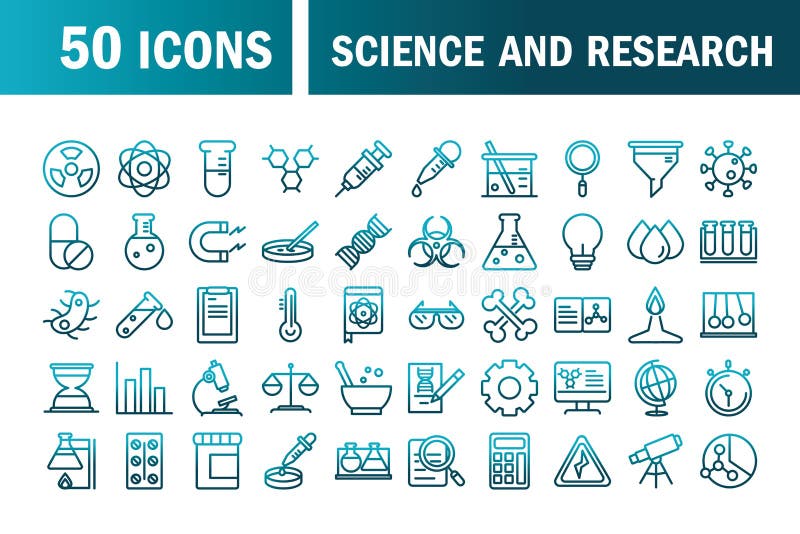 Science and Research Laboratory Study Icons Collection Gradient Style ...