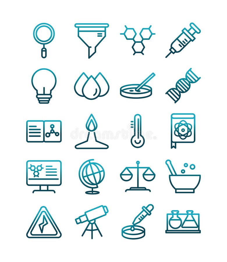 Science and Research Laboratory Study Icons Collection Gradient Style ...