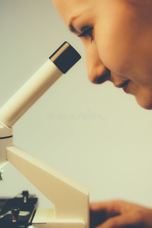 Science Research Using Microscope Stock Photo - Image of test ...