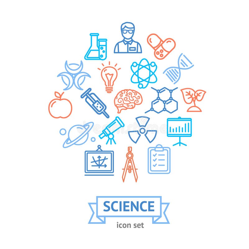 Science Research Thin Line Icon Concept Stock Vector - Illustration of ...