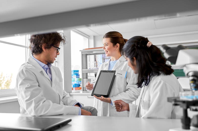 Scientists with Tablet Pc Working in Laboratory Stock Photo - Image of ...