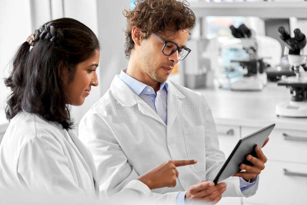 Scientists with Tablet Pc Working in Laboratory Stock Image - Image of ...