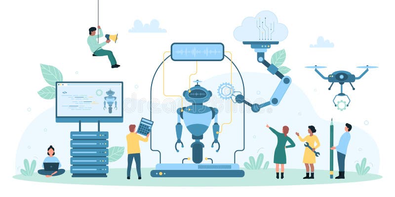 Robot Building Technology, Tiny People Making Cyborg with Futuristic ...