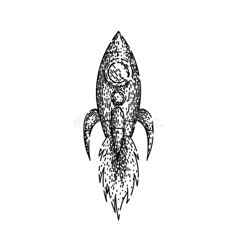 Science Rocket Sketch Hand Drawn Vector Stock Vector - Illustration of ...