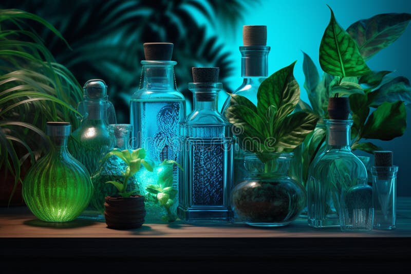 Science with Samples of Plants and Bottles with Generative AI Stock ...