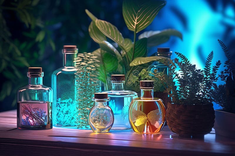 Science with Samples of Plants and Bottles with Generative AI Stock ...