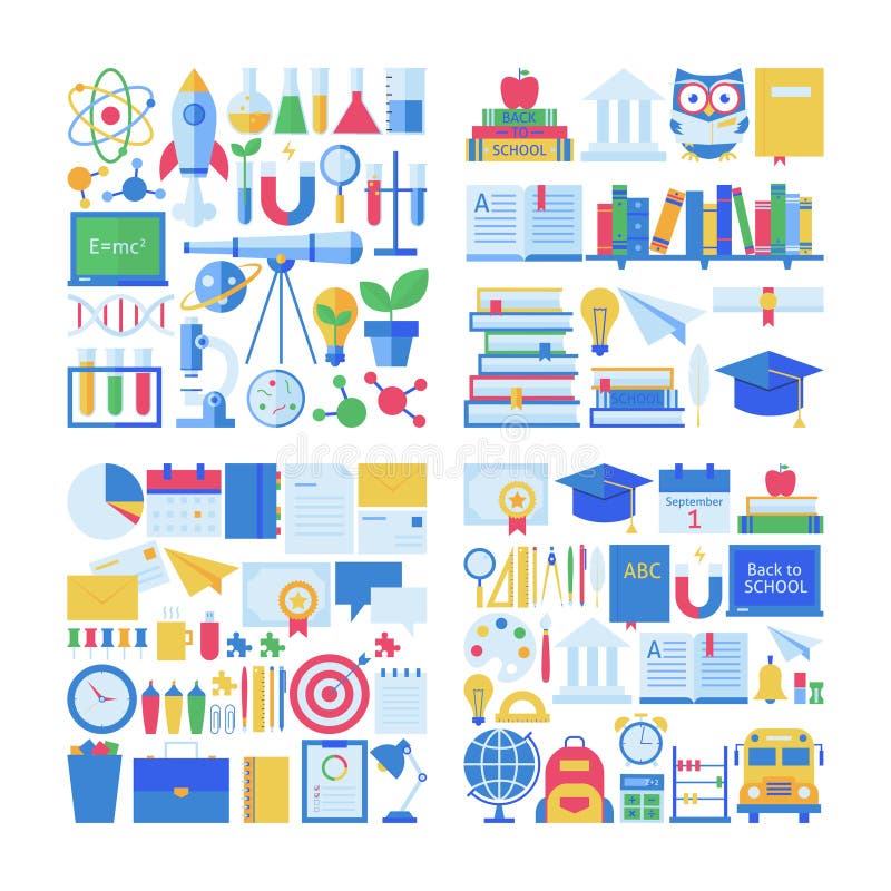 School Object Collection Stock Illustrations – 74,976 School Object ...