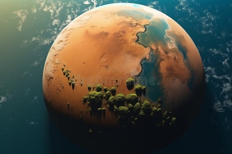 Colonization Planet Mars Concept. Generative AI Stock Illustration ...