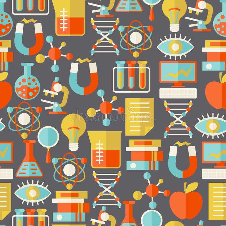 Science Seamless Pattern in Flat Design Style Stock Vector ...
