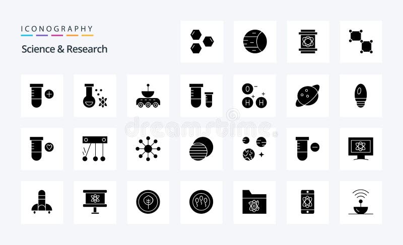 25 Science Solid Glyph Icon Pack Stock Vector - Illustration of candle ...