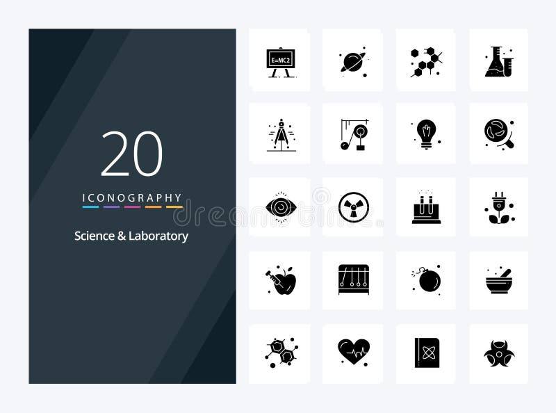 20 Science Solid Glyph Icon for Presentation. Vector Icons Illustration ...