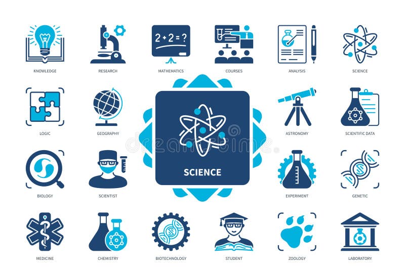 Science solid icon set stock illustration. Illustration of flask ...