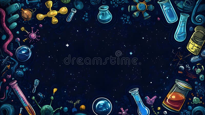 Science and Space Background with Hand Drawn Elements Stock ...