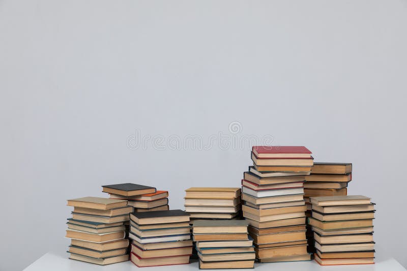 Stack of Books on a White Background in the Learning Library Stock ...