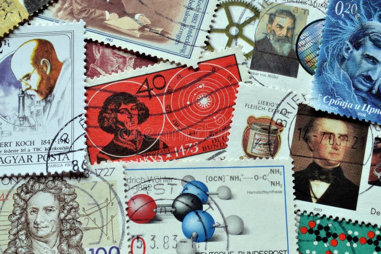 Science on stamps editorial image. Image of physics, post - 44983870