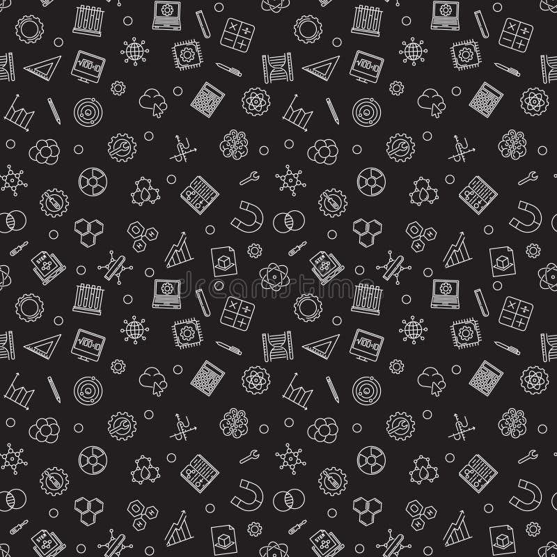 Science and STEM Education Vector Dark Seamless Pattern Stock Vector ...