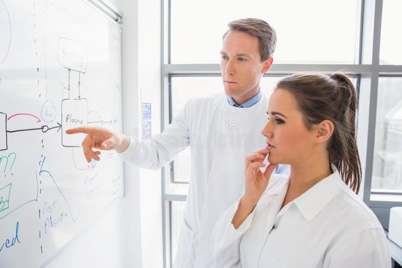 Science Student and Lecturer Looking at Whiteboard Stock Photo - Image ...
