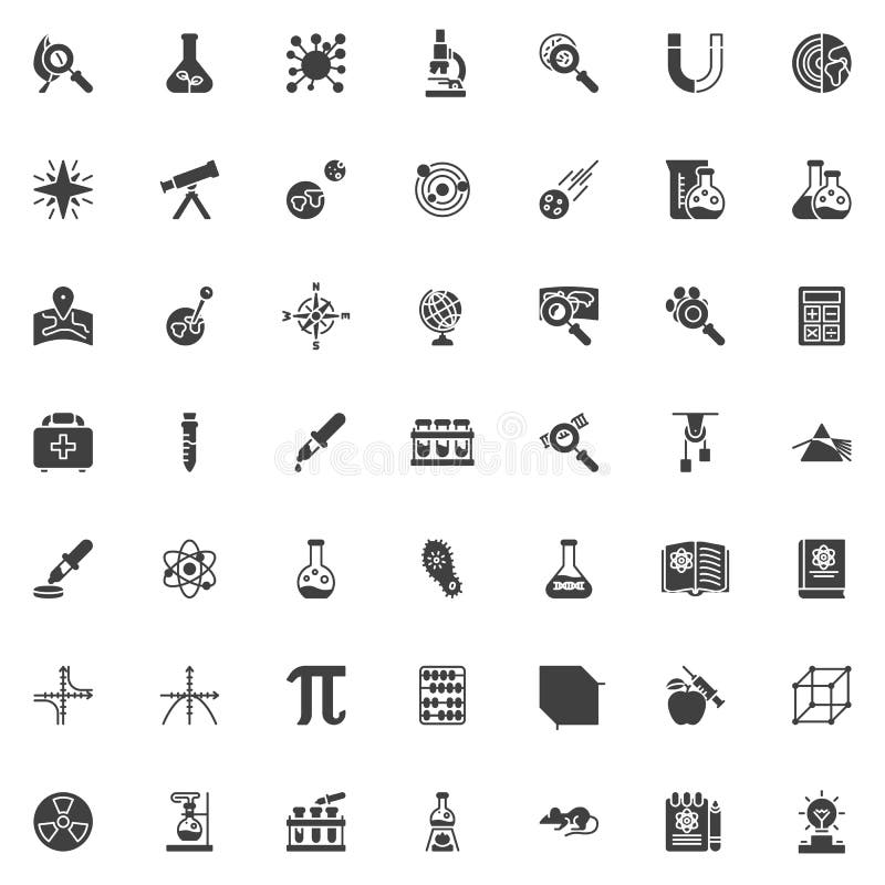 Science Study Vector Icons Set Stock Vector - Illustration of perfect ...
