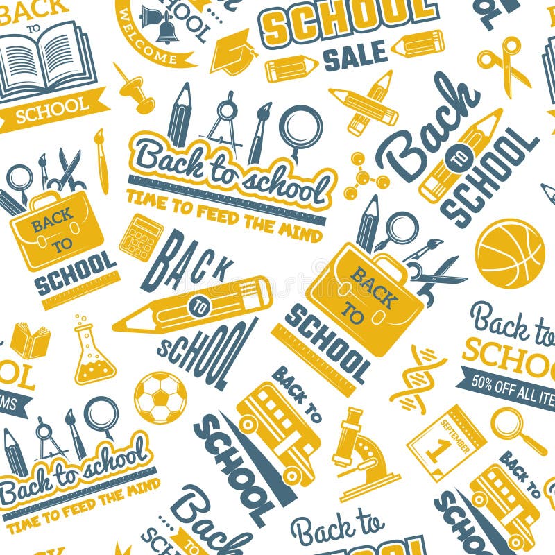 Science Symbols Pattern. Seamless Background with Pictures of School ...