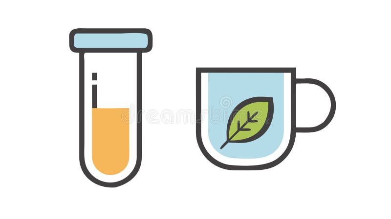 Science of Tea Test Tube and Tea Cup with Leaf, Vector Design ...
