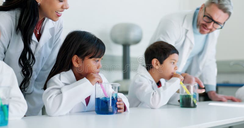 Science Kids, Blowing Bubble and Applause of Chemistry Class with ...