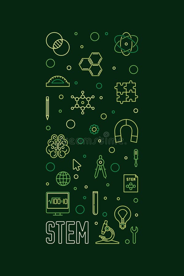 Science, Tech, Engineering and Math Illustration. STEM Vector Outline ...