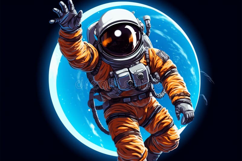 Science and Tech Symbol Astronaut on Planet Waves Hello Icon Stock ...