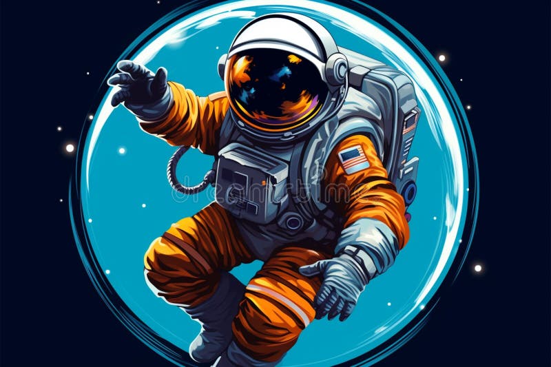 Science and Tech Symbol Astronaut on Planet Waves Hello Icon Stock ...