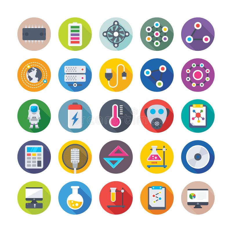 Science and Technology Colored Vector Icons 4 Stock Illustration ...