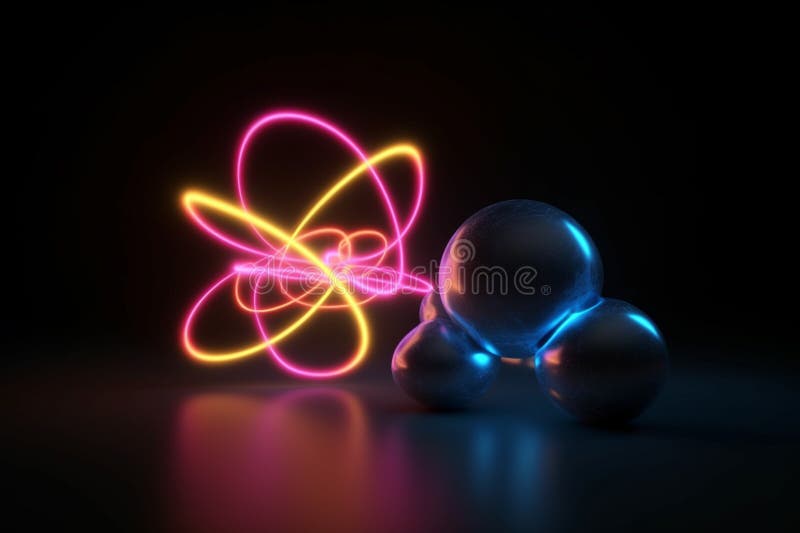 Abstract and Surreal Atom Model Lightning and Visualization Stock ...