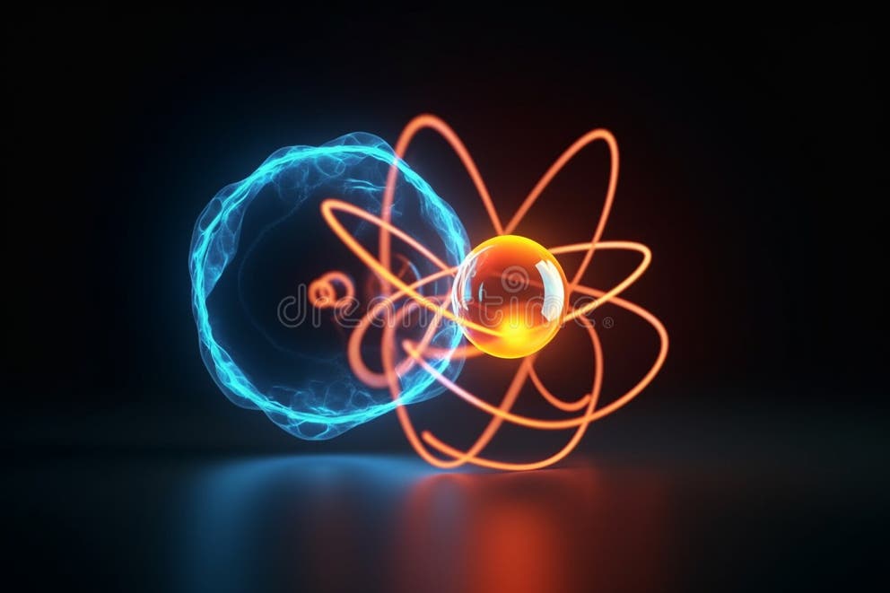 Abstract and Surreal Atom Model Lightning and Visualization Stock ...