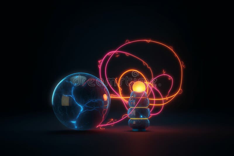 Abstract and Surreal Atom Model Lightning and Visualization Stock ...