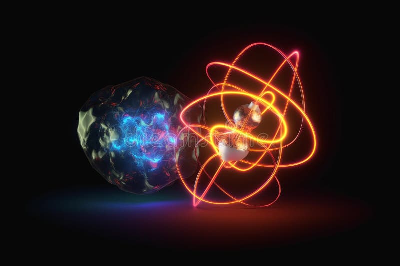 Abstract and Surreal Atom Model Lightning and Visualization Stock ...