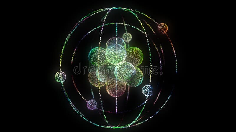 Atomic Structure of Particle on Black Background Stock Illustration ...