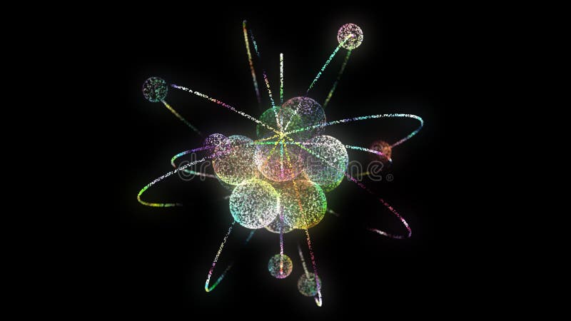 Atomic Structure of Particle on Black Background Stock Illustration ...