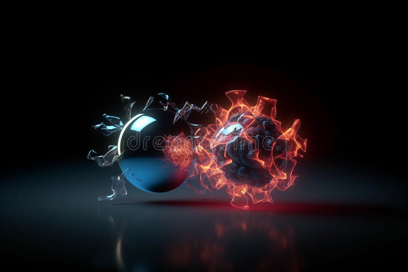 Collision of Two Atoms Illustration. Generative AI Stock Illustration ...