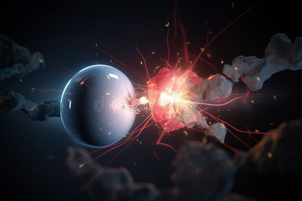 Collision of Two Atoms Illustration. Generative AI Stock Illustration ...