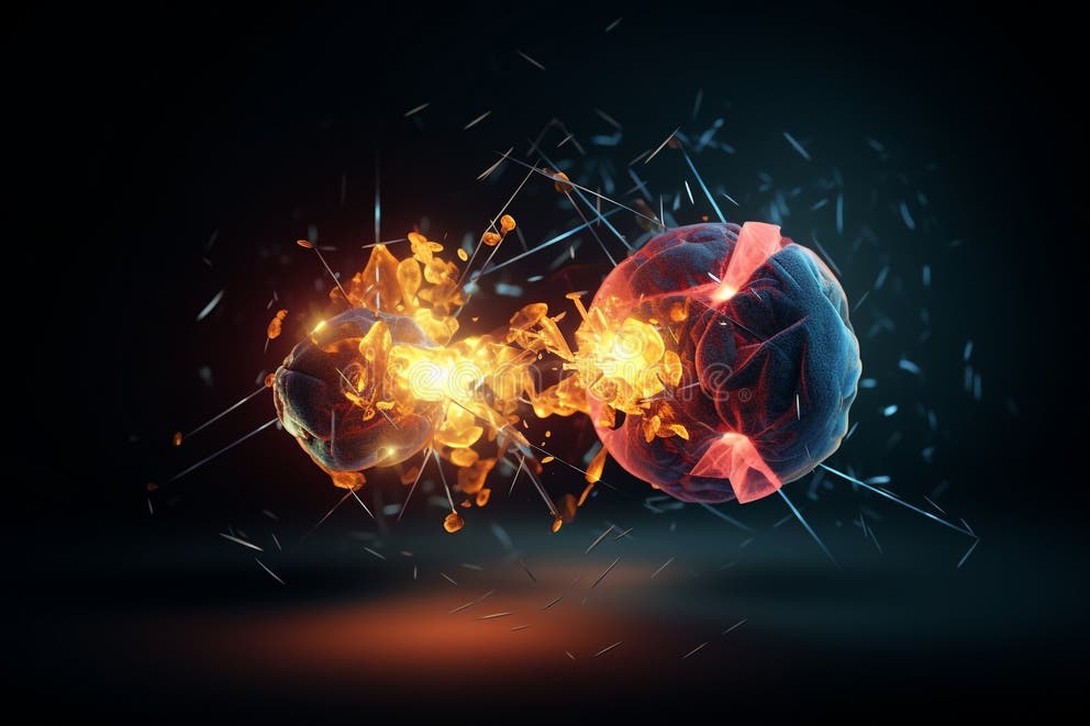Collision of Two Atoms Illustration. Generative AI Stock Illustration ...