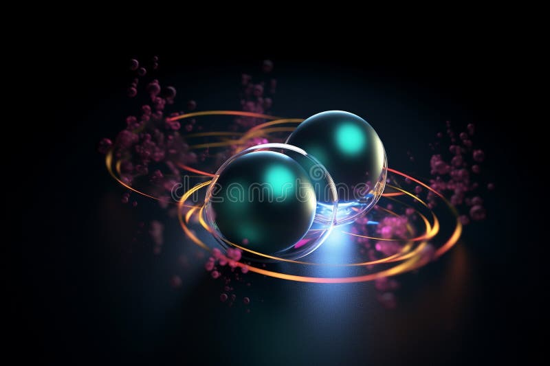 Collision of Two Atoms Illustration. Generative AI Stock Illustration ...